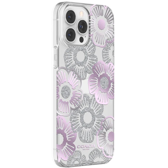 Coach | Accessories | Coach Magsafe Purple Silver Glitter Tea Rose ...